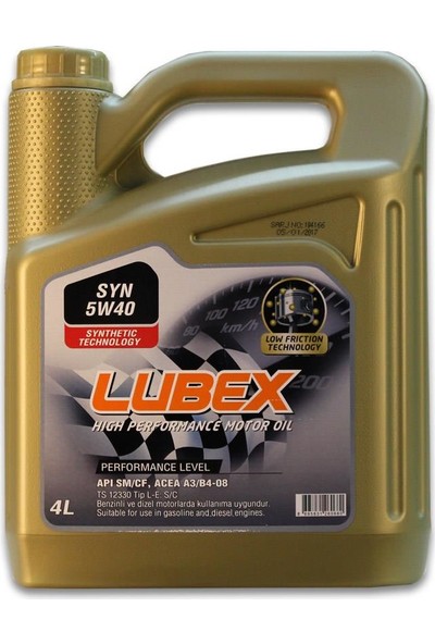 Lubex SYN 5W-40 4 Litre Motor Yağı ( Üretim Yılı: 2021 ) Lubex SYN 5W-40 4 Litre Motor Yağı ( Üretim Yılı: 2021 )