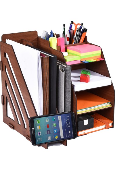 Ahşap Şehri Masaüstü Ofis Organizer Kahverengi Ahşap Şehri Masaüstü Ofis Organizer Kahverengi