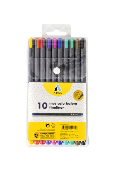Adel Fineliner 10 Renk Karışık İnce Uçlu Kalem Adel Fineliner 10 Renk Karışık İnce Uçlu Kalem