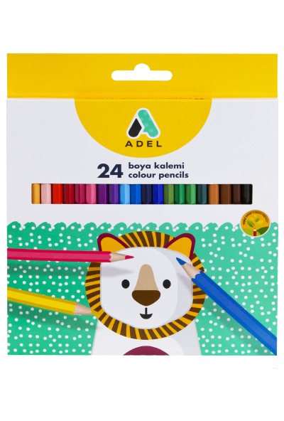 Adel Karton Kutu Boya Kalemi 24 Renk Tam Boy Adel Karton Kutu Boya Kalemi 24 Renk Tam Boy