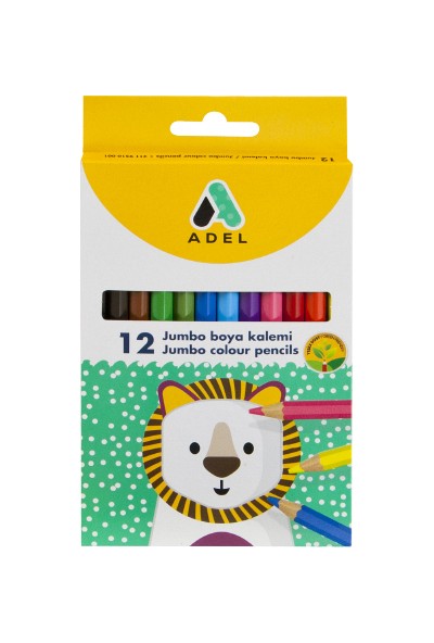 Adel Jumbo Hexa Boya Kalemi 12 Renk Tam Boy Adel Jumbo Hexa Boya Kalemi 12 Renk Tam Boy