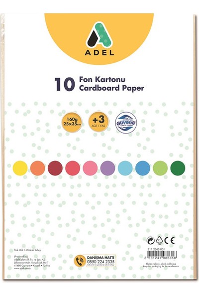 Adel Fon Kartonu 25x35 Karışık 10'lu Adel Fon Kartonu 25x35 Karışık 10'lu