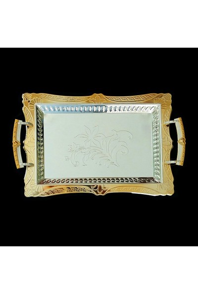 Alara Gümüş Tepsi, Altınlı Kararmaz Orta Boy. S1236.2A