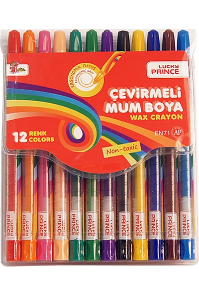 Lucky Prince Çevirmeli Mum Boya 12 Renk