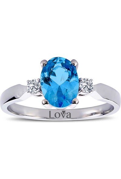 Lova Pırlantalı Oval Blue Topaz Yüzük 1020228 Lova Pırlantalı Oval Blue Topaz Yüzük 1020228
