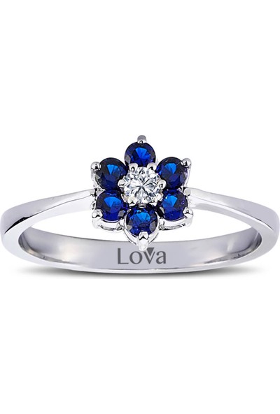 Lova Pırlantalı Safir Papatya Yüzük 1020246