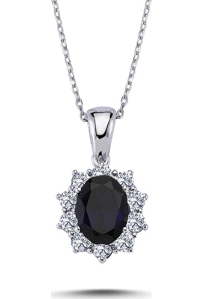 Lova Pırlantalı Oval Safir Anturaj Kolye 2050007