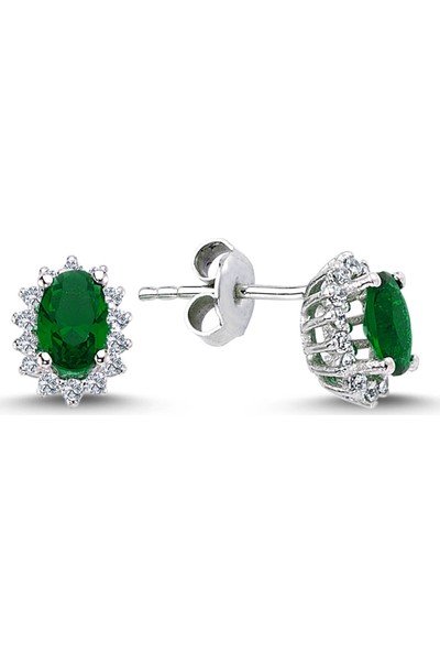 Lova Pırlantalı Oval Zümrüt Anturaj Küpe 3040013