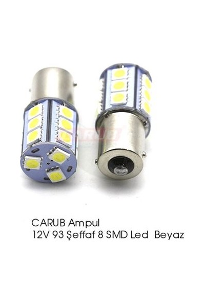 Carub Ampul 12V 93 Şeffaf 8 Smd Led Beyaz