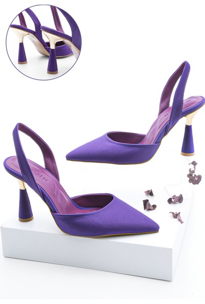Marjin Kadın Stiletto Sivri Burun Altın Ökçe Detaylı Arkası Açık Atkılı Topuklu Ayakkabı Yolez Marjin Kadın Stiletto Sivri Burun Altın Ökçe Detaylı Arkası Açık Atkılı Topuklu Ayakkabı Yolez