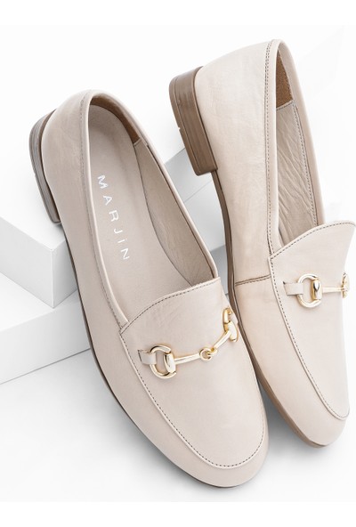 Marjin Kadın Hakiki Deri Zincirli Loafer Günlük Ayakkabı Tanle