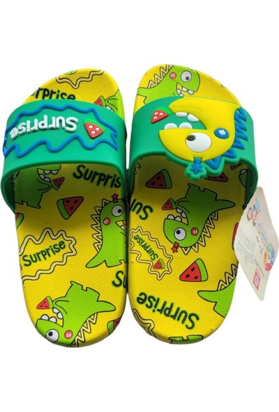 Kaydırmaz Deniz Plaj Havuz Banyo Bahçe Dinozor Desen Çoçuk Terlik