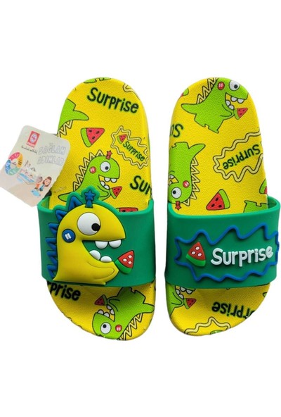 Kaydırmaz Deniz Plaj Havuz Banyo Bahçe Dinozor Desen Çoçuk Terlik