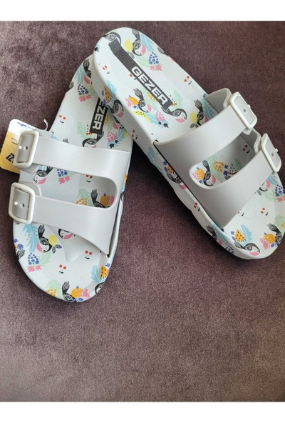 Kadın Kaydırmaz Taban Papağan Desenli Deniz Plaj Havuz Bahçe Terlik