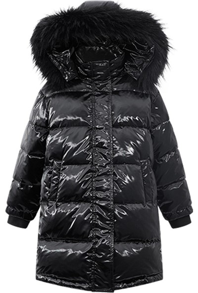 Ton Lion Kids Kışlık Kızn Kadife Kap Parlak Kalınlaşmış Orta Uzunlukta Uzun Kaban (Yurt Dışından)