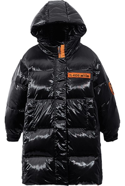 Ton Lion Kids Erkek Kış Kadife Şapka Parlak Kalınlaşma Orta Uzunlukta Uzun Kaban (Yurt Dışından)