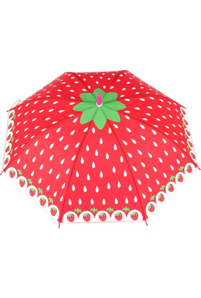 Buradanaldım Düdüklü Çocuk Şemsiyesi Kırmızı Çilek Desenli Buradanaldım Düdüklü Çocuk Şemsiyesi Kırmızı Çilek Desenli