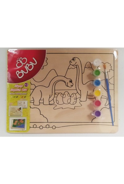 Bubu Ahşap Boyama Seti Dinozorlar Boya- Fırça Hediyeli Bubu Ahşap Boyama Seti Dinozorlar Boya- Fırça Hediyeli