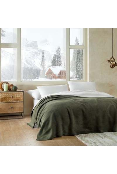 Hibboux Comfy Battaniye - Green Beige