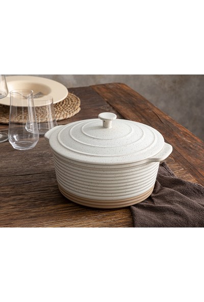 English Home Dots Stoneware Tencere 29 cm Beyaz English Home Dots Stoneware Tencere 29 cm Beyaz