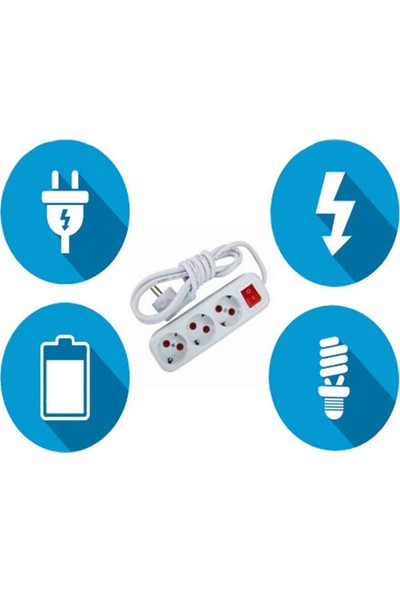 Naya Anahtarlı Topraklı 3 Lü Priz 10 Metre