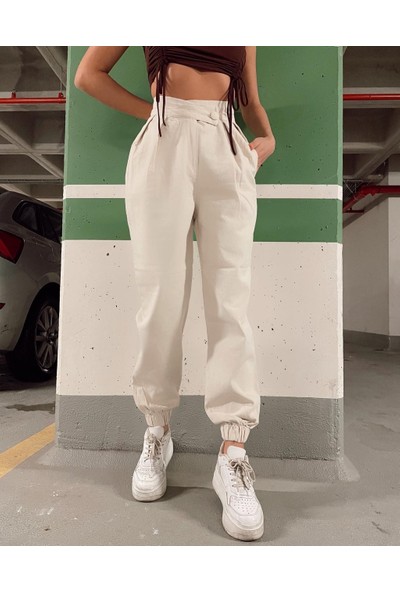 Camp David Gabardin Kumaş Lastikli Paça Pantolon Taş Renk