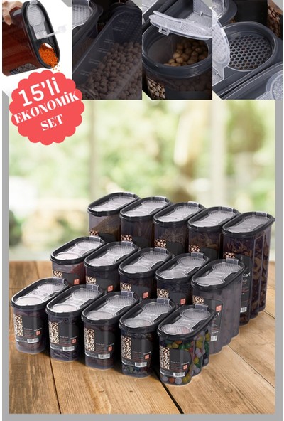 King Mop 15'li Sızdırmaz Kapaklı Erzak Saklama Kabı Seti 5 x ( 1200 Ml, 1700 Ml, 2400 ml ) Kmmsk-01 King Mop 15'li Sızdırmaz Kapaklı Erzak Saklama Kabı Seti 5 x ( 1200 Ml, 1700 Ml, 2400 ml ) Kmmsk-01