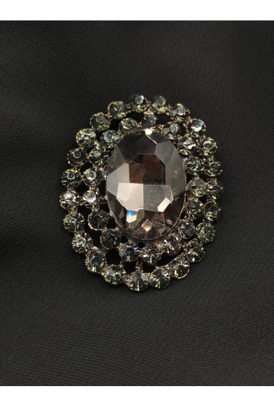Türkay Aksesuar Siyah Renk Kristal Taşlı Broş