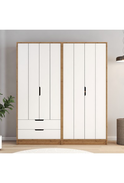 Cool Home Puzzle Dört Kapılı Çekmeceli Elbise Dolabı - Gardırop Sepet-Aytaşı Cool Home Puzzle Dört Kapılı Çekmeceli Elbise Dolabı - Gardırop Sepet-Aytaşı