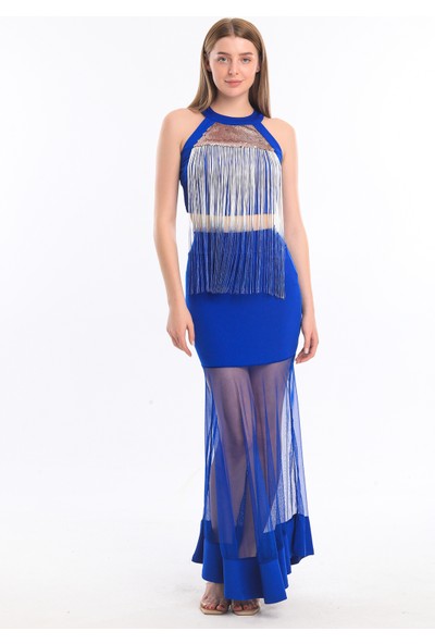 Sense Tül Garnili Uzun Dalgic Etek | ETK13400 Sax