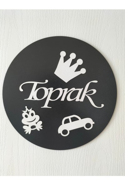 Leylaser 30 x 30 cm Yuvarlak İsimli Kapı Süsü 3mm Ahşap Mdf