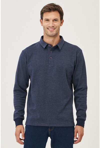 Ac&Co / Altınyıldız Classics Erkek Lacivert Standart Fit Polo Yaka Sweatshirt Ac&Co / Altınyıldız Classics Erkek Lacivert Standart Fit Polo Yaka Sweatshirt