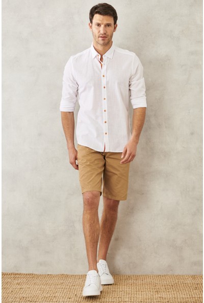 AC&Co / Altınyıldız Classics Slim Fit Pamuk Düğmeli Yaka Flamlı Casual Gömlek AC&Co / Altınyıldız Classics Slim Fit Pamuk Düğmeli Yaka Flamlı Casual Gömlek