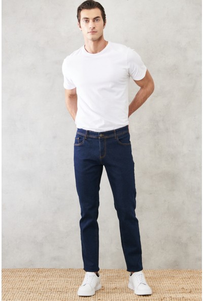 Ac&Co / Altınyıldız Classics Erkek İndigo Slim Fit Dar Kesim Denim Esnek Jean Kot Pantolon Ac&Co / Altınyıldız Classics Erkek İndigo Slim Fit Dar Kesim Denim Esnek Jean Kot Pantolon