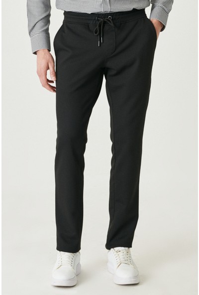 Ac&Co / Altınyıldız Classics Erkek Siyah Slim Fit Dar Kesim Beli Bağlamalı Yan Cep Pantolon Ac&Co / Altınyıldız Classics Erkek Siyah Slim Fit Dar Kesim Beli Bağlamalı Yan Cep Pantolon