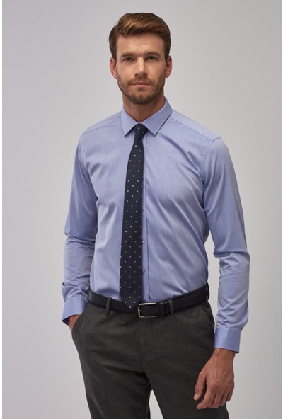 ALTINYILDIZ CLASSICS Erkek Mavi Tailored Slim Fit Non-Iron Desenli Gömlek ALTINYILDIZ CLASSICS Erkek Mavi Tailored Slim Fit Non-Iron Desenli Gömlek