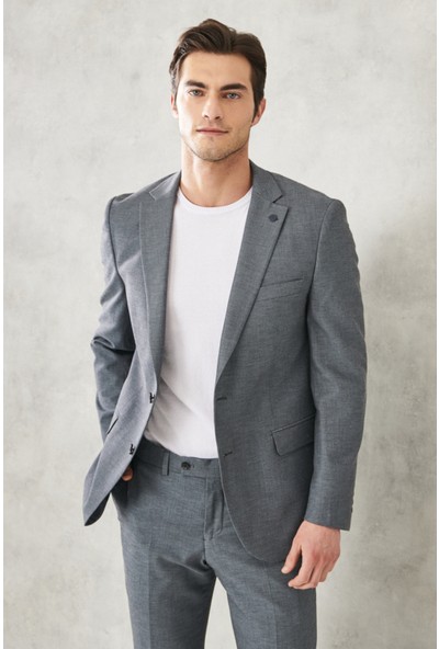 Altınyıldız Classics Slim Fit Dar Kesim Mono Yaka Armürlü Klasik Taos Takım Elbise