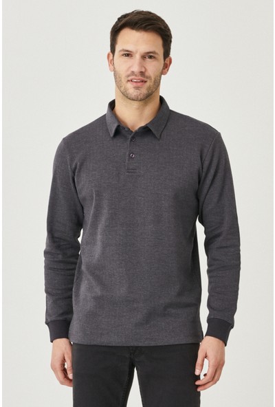 Ac&Co / Altınyıldız Classics Erkek Antrasit Standart Fit Polo Yaka Sweatshirt Ac&Co / Altınyıldız Classics Erkek Antrasit Standart Fit Polo Yaka Sweatshirt