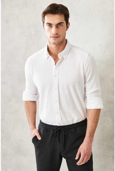 AC&Co / Altınyıldız Classics Slim Fit Dar Kesim Pamuk Petek Desenli Casual Gömlek