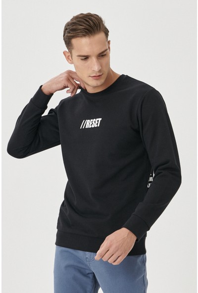 Ac&Co / Altınyıldız Classics Erkek Siyah Standart Fit Bisiklet Yaka Sweatshirt Ac&Co / Altınyıldız Classics Erkek Siyah Standart Fit Bisiklet Yaka Sweatshirt