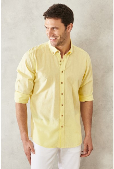 AC&Co / Altınyıldız Classics Comfort Fit Düğmeli Yaka %100 Pamuk Flamlı Casual Gömlek AC&Co / Altınyıldız Classics Comfort Fit Düğmeli Yaka %100 Pamuk Flamlı Casual Gömlek