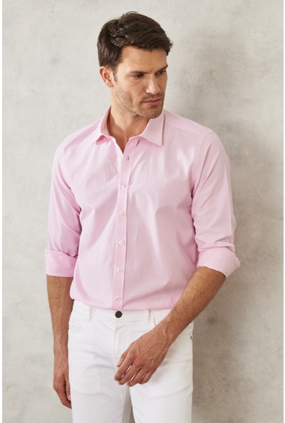Ac&Co / Altınyıldız Classics Erkek Pembe Slim Fit Dar Kesim Düğmeli Yaka Çizgili Casual Gömlek Ac&Co / Altınyıldız Classics Erkek Pembe Slim Fit Dar Kesim Düğmeli Yaka Çizgili Casual Gömlek