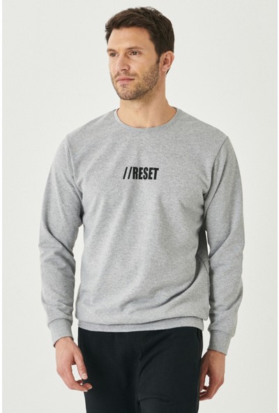 Ac&Co / Altınyıldız Classics Erkek Gri Melanj Standart Fit Bisiklet Yaka Sweatshirt