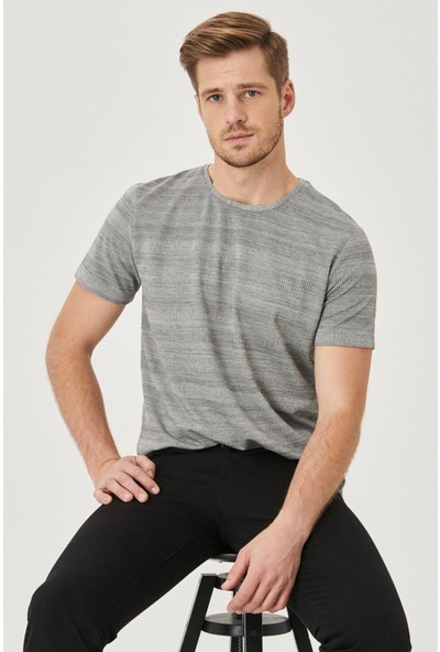 Ac&Co / Altınyıldız Classics Erkek Gri Slim Fit Günlük Bisiklet Yaka Spor Tişört