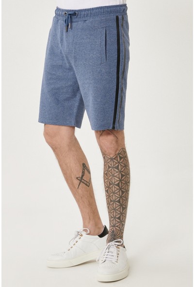 Ac&Co / Altınyıldız Classics Erkek Mavi Slim Fit Günlük Rahat Spor Örme Şort
