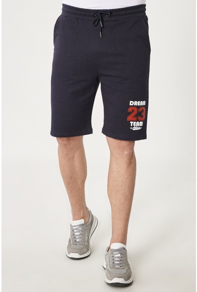 Ac&Co / Altınyıldız Classics Erkek Lacivert Slim Fit Günlük Rahat Spor Örme Şort