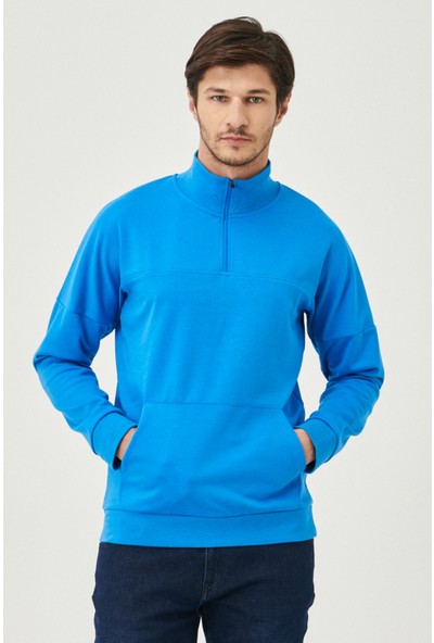 ALTINYILDIZ CLASSICS Erkek İndigo Standart Fit Normal Kesim Dik Yaka Düz Sweatshirt ALTINYILDIZ CLASSICS Erkek İndigo Standart Fit Normal Kesim Dik Yaka Düz Sweatshirt