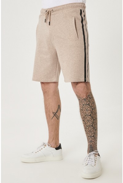 AC&Co / Altınyıldız Classics Erkek Bej Slim Fit Günlük Rahat Spor Örme Şort