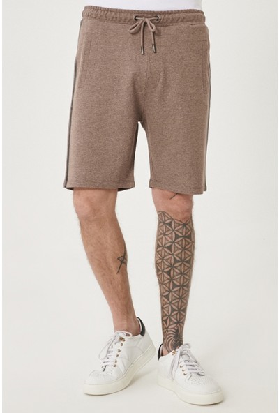 Ac&Co / Altınyıldız Classics Erkek Kahverengi Slim Fit Günlük Rahat Spor Örme Şort