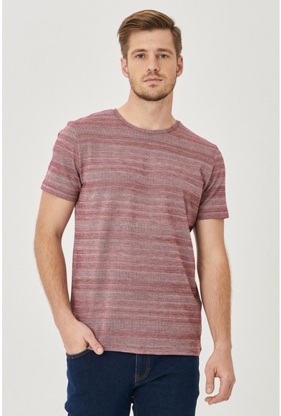 Ac&Co / Altınyıldız Classics Erkek Bordo Slim Fit Günlük Bisiklet Yaka Spor Tişört